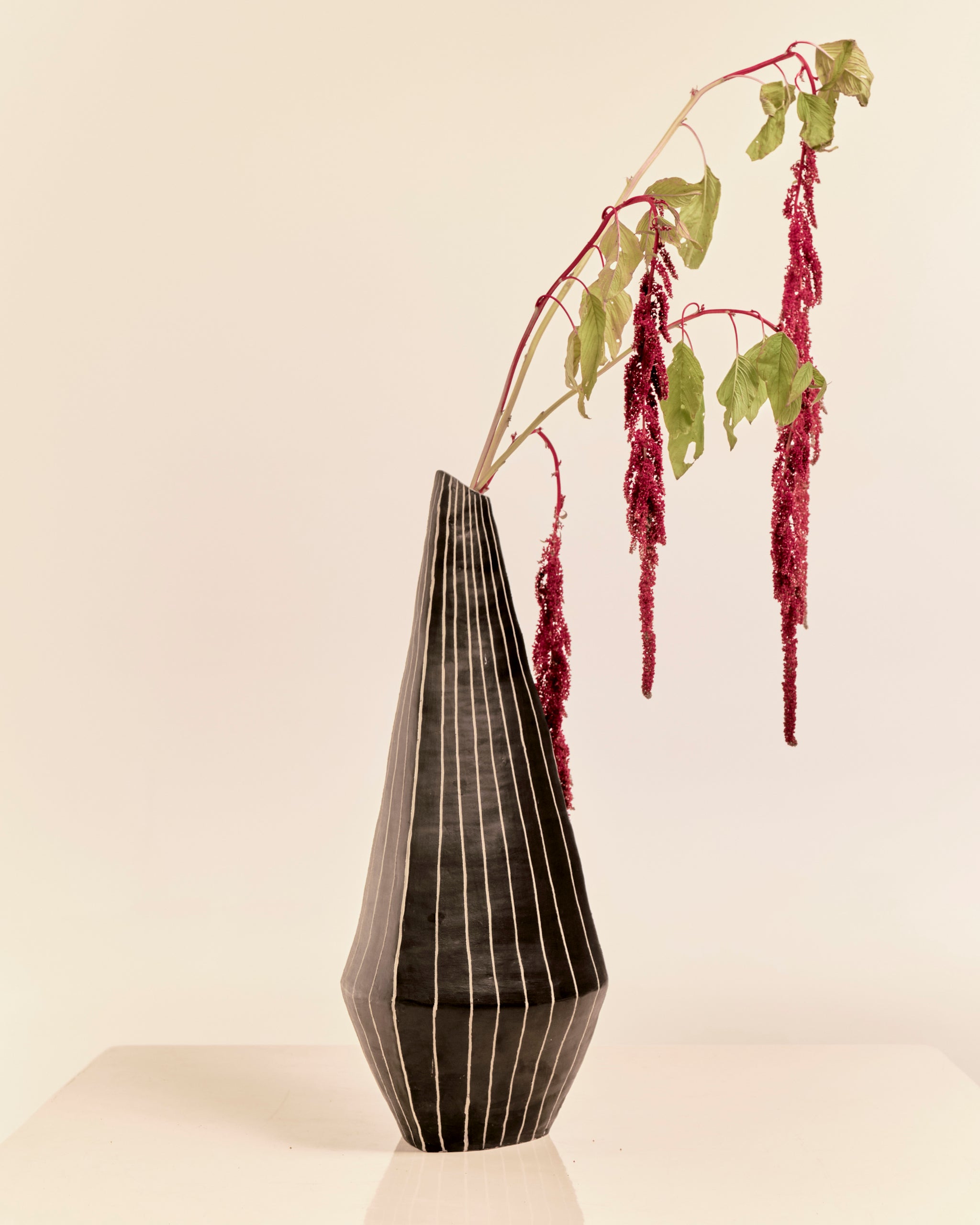 Monochromatic Swedish Striped Floor Vase – Past Lives Studio