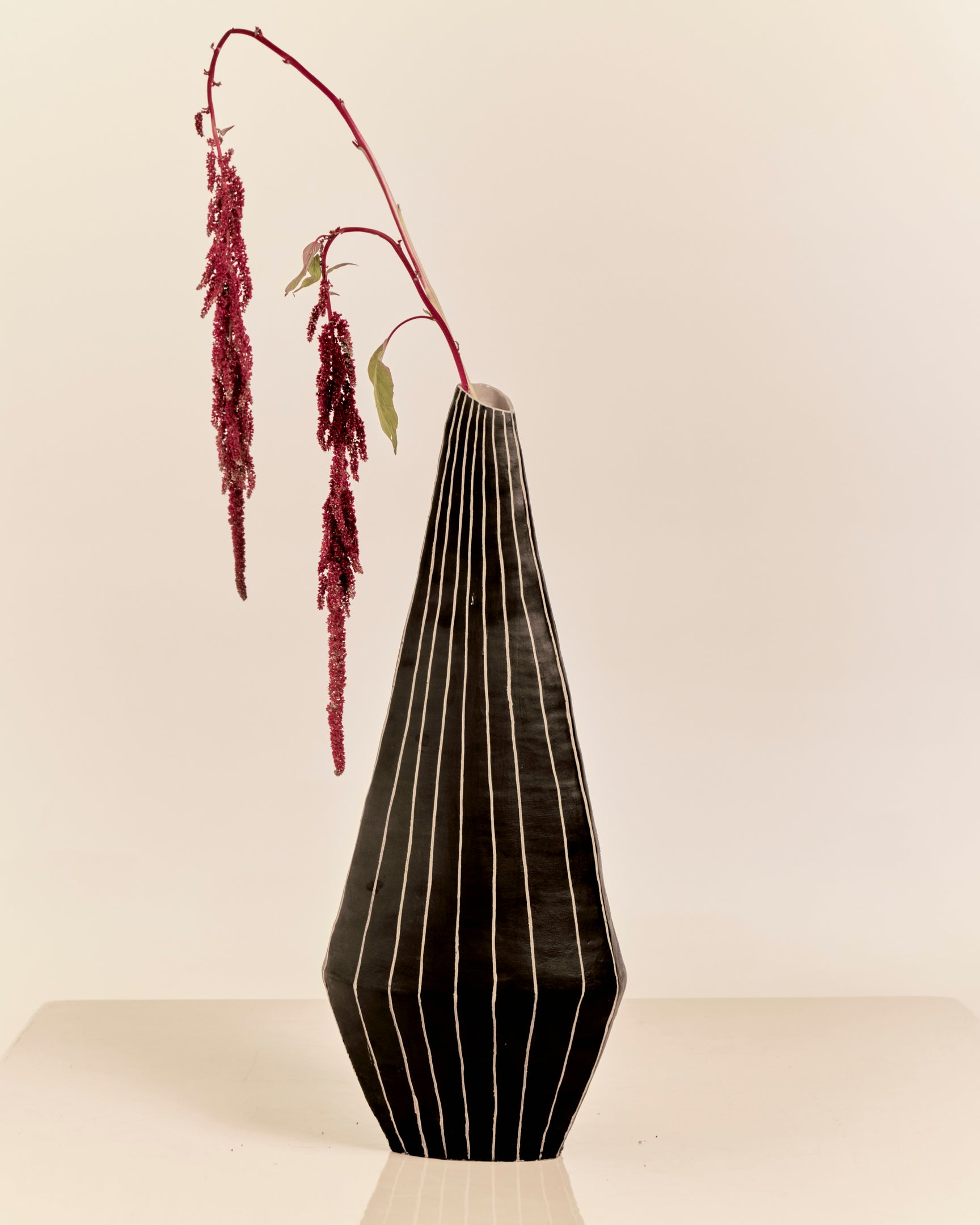 Monochromatic Swedish Striped Floor Vase – Past Lives Studio