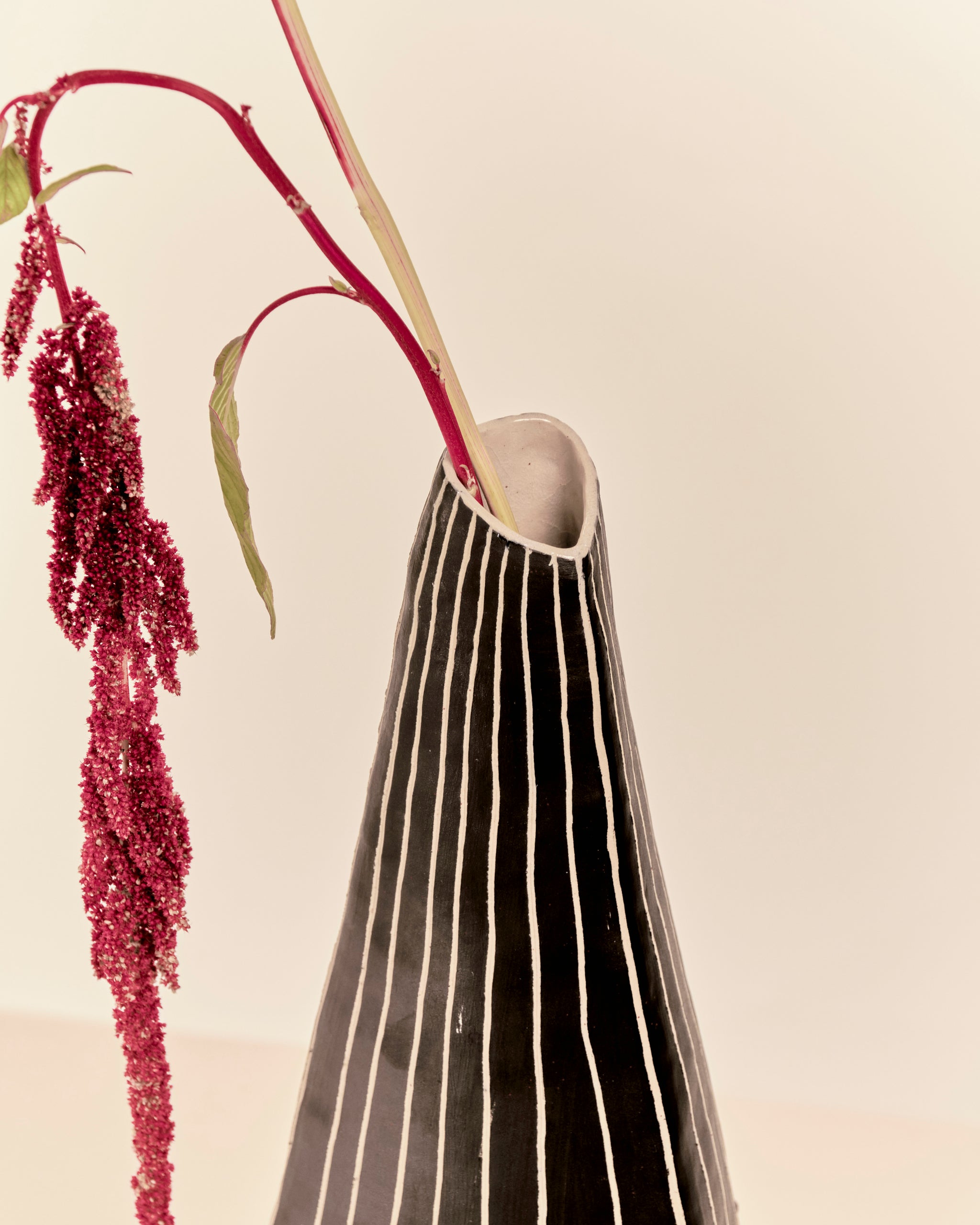 Monochromatic Swedish Striped Floor Vase – Past Lives Studio